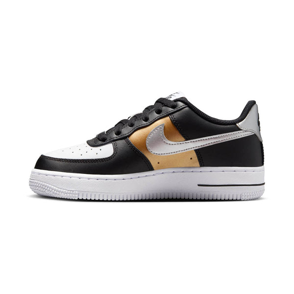 Shop Nike Air Force 1 'Black Metallic SIlver' Big Kids' Shoes